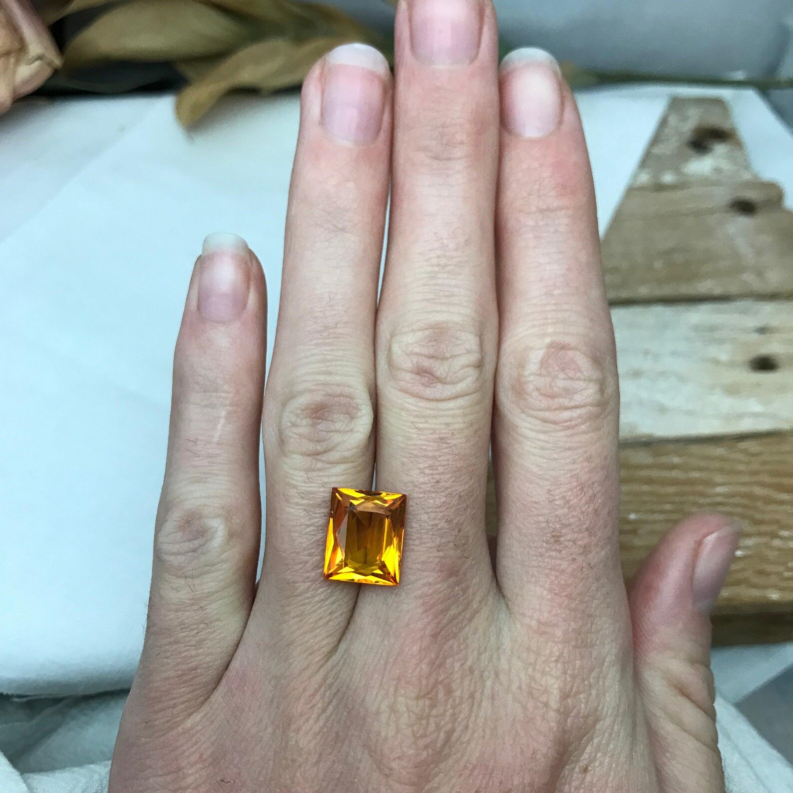 12x10mm Orange Lab Sapphire Rectangle Cut 7.75 Carat Gem Loose Gemstone ...