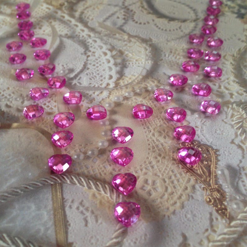 8x8mm 2.4 Cts Synthetic Pink Sapphire Double Rose Cut Heart Gemstones ...