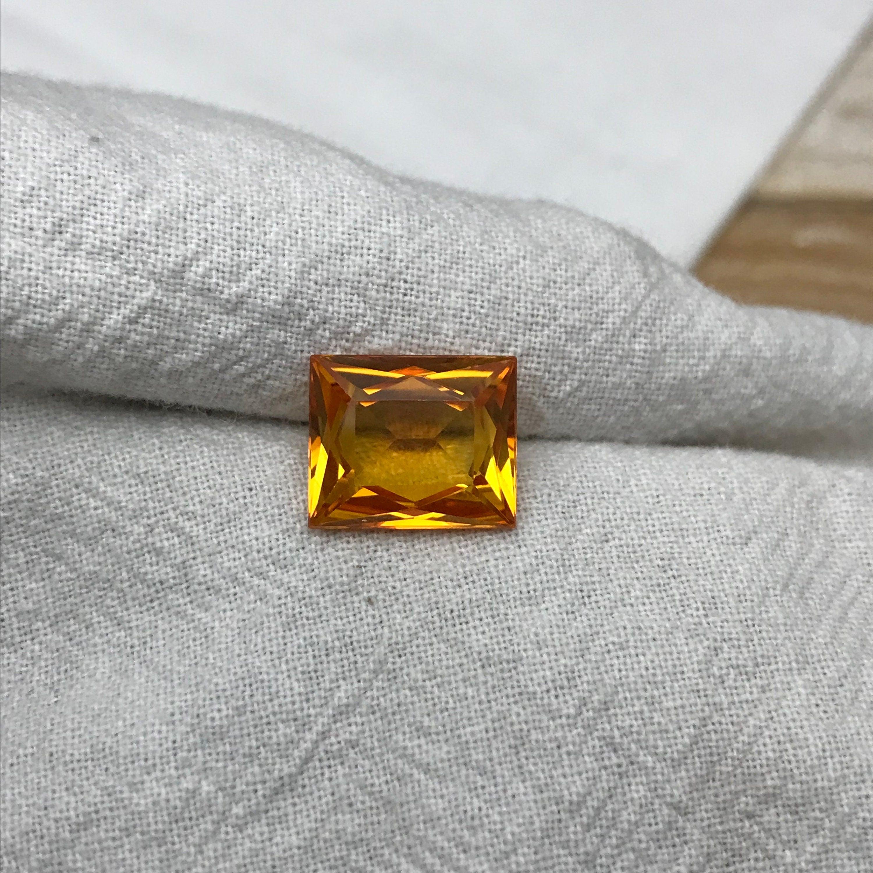 12x10mm Orange Lab Sapphire Rectangle Cut 7.75 Carat Gem Loose Gemstone ...