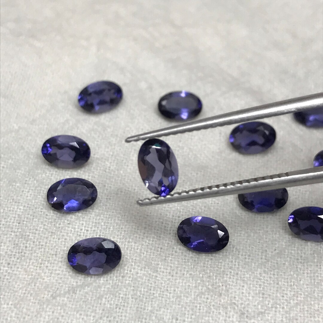 One 6x4mm Violetish Blue Iolite 0.42-32 Carat Oval Cut, Faceted Loose ...