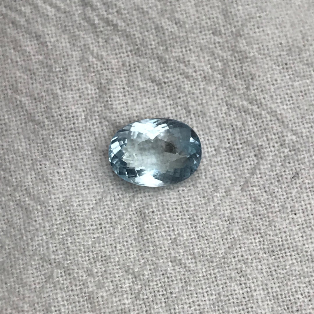 1.61 Ct Aquamarine, 9x6.5mm Oval Cut Natural Blue Aquamarine, Faceted Loose Included Aqua, 9x6 ...