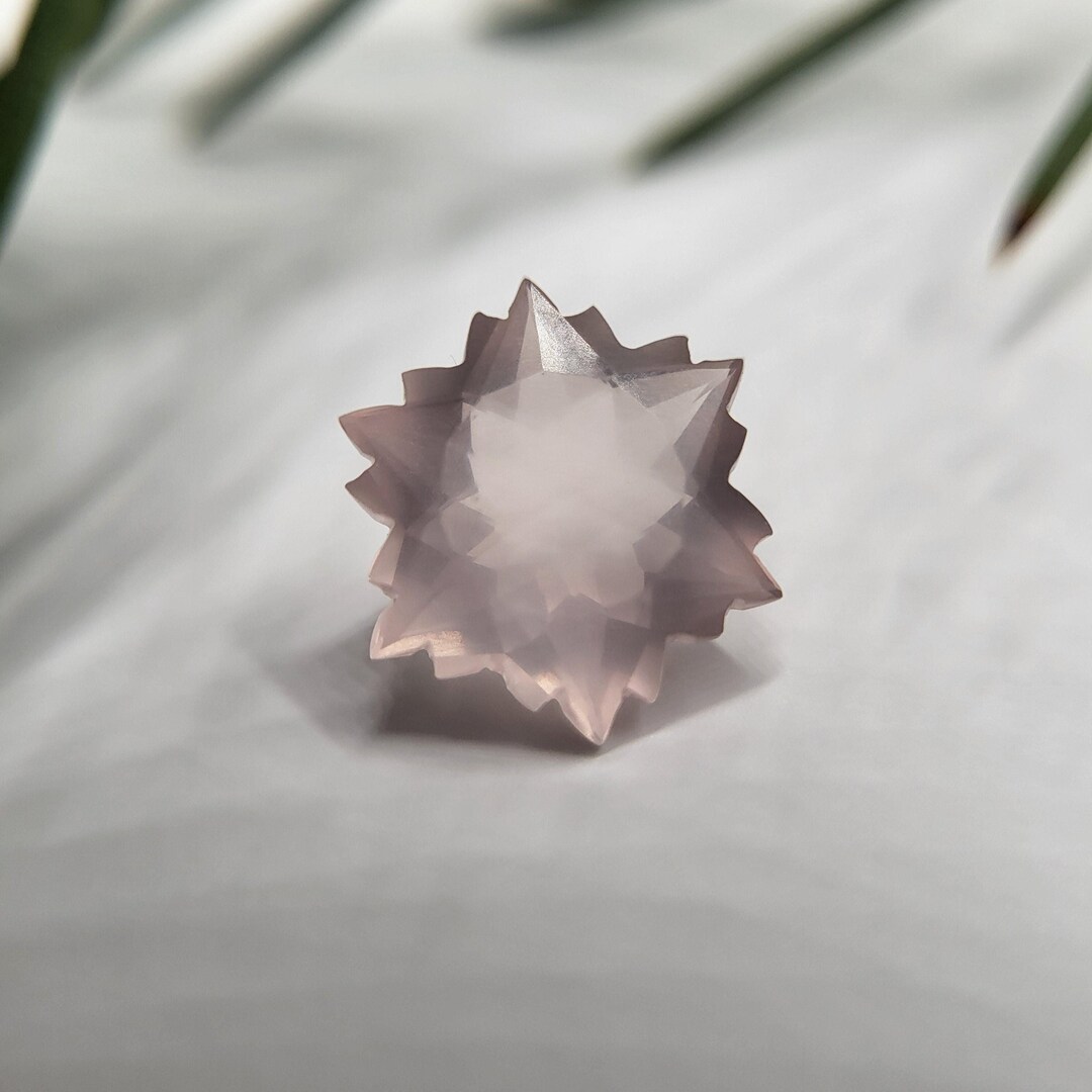 Snowflake Cut Rose Quartz 4 Carat Fancy Cut, 11.5mm Loose Faceted Gem ...