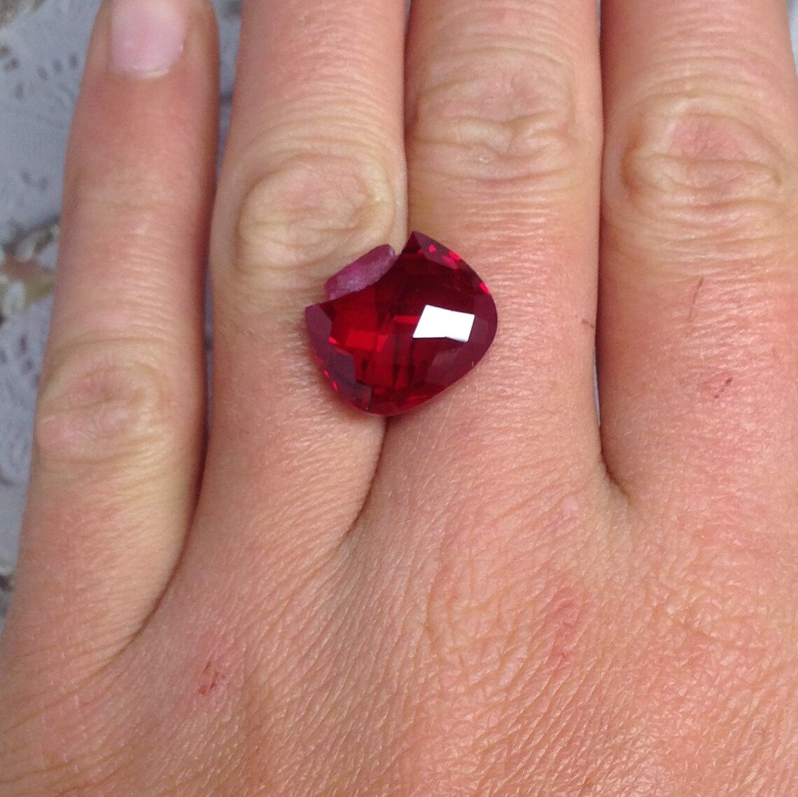Lab Created Ruby Bead Faceted Checkerboard Synthetic Ruby - Etsy
