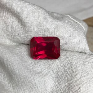 14 Carat Lab Ruby 16x12mm Rectangle Cut, Lab Created Faceted Loose Red ...