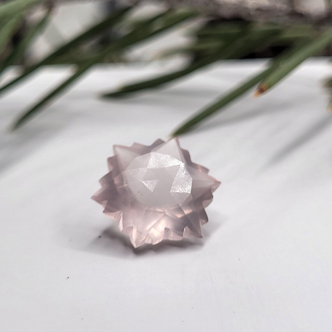 Snowflake Cut Rose Quartz 4 Carat Fancy Cut, 11.5mm Loose Faceted Gem ...
