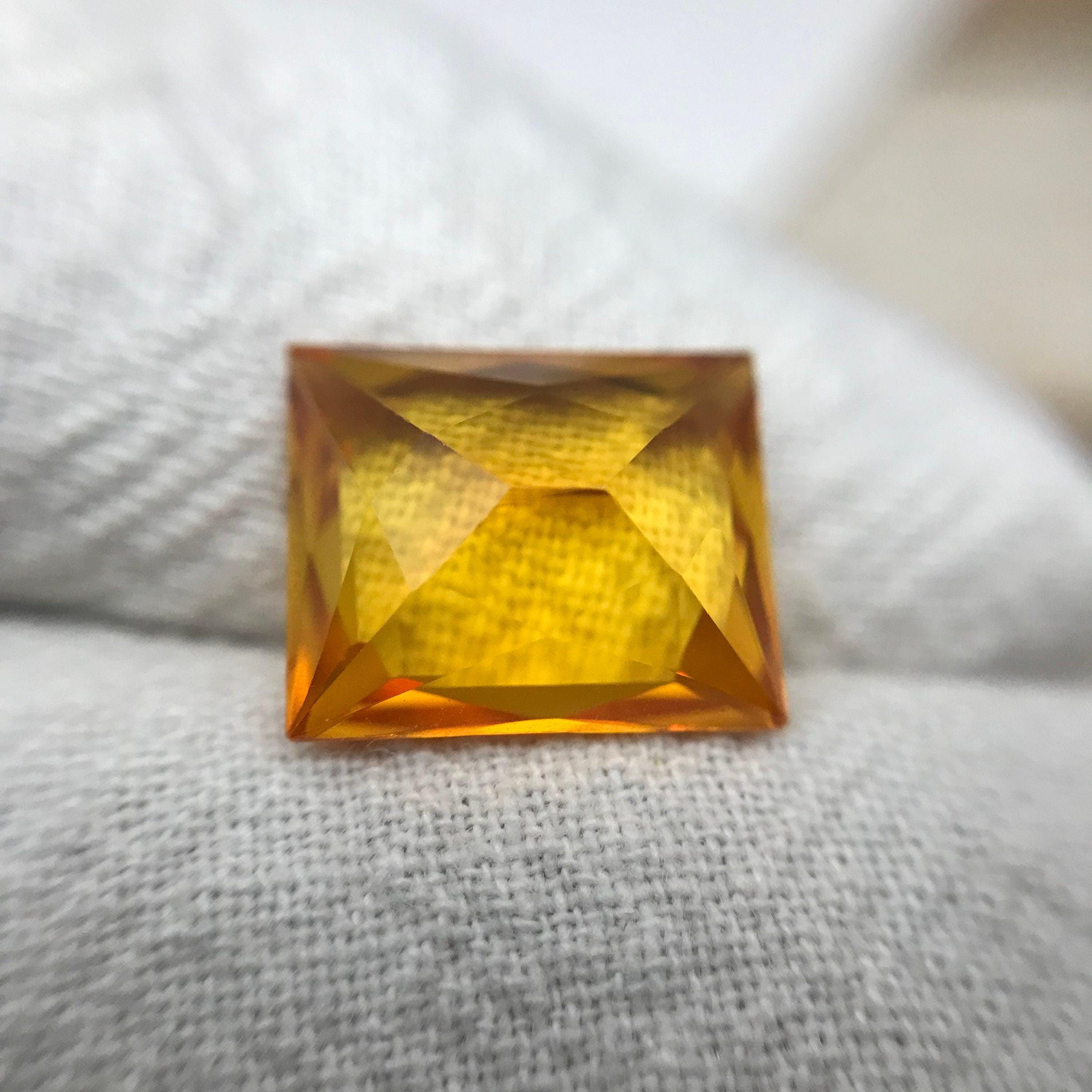 12x10mm Orange Lab Sapphire Rectangle Cut 7.75 Carat Gem Loose Gemstone ...