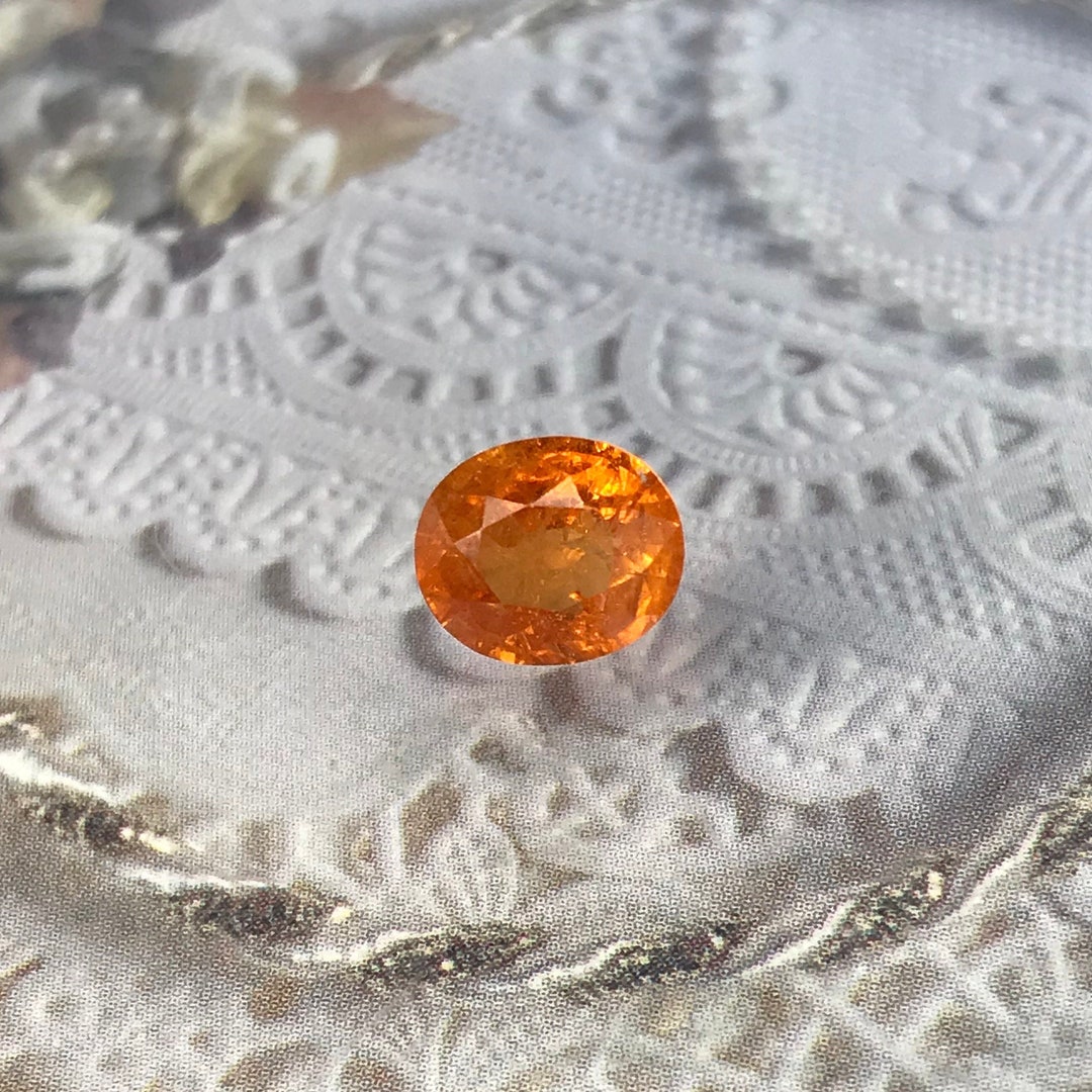 8x7mm Natural Mandarin Garnet 3 Carat Faceted Loose Oval Orange ...