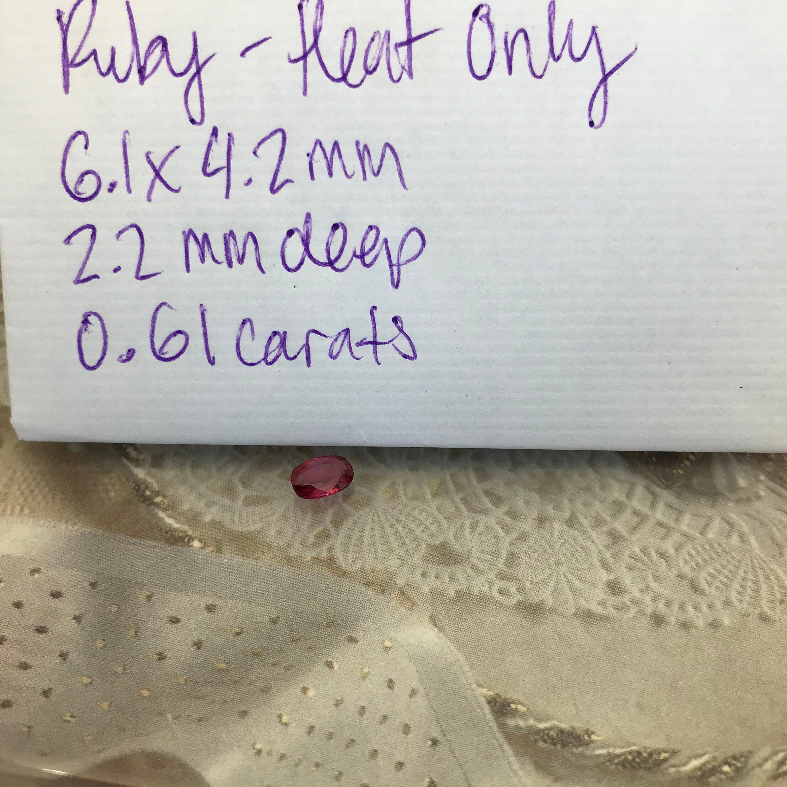0.61 Carat Natural Ruby Heat Only 6x4mm Loose Gemstone Oval/cushion Cut ...