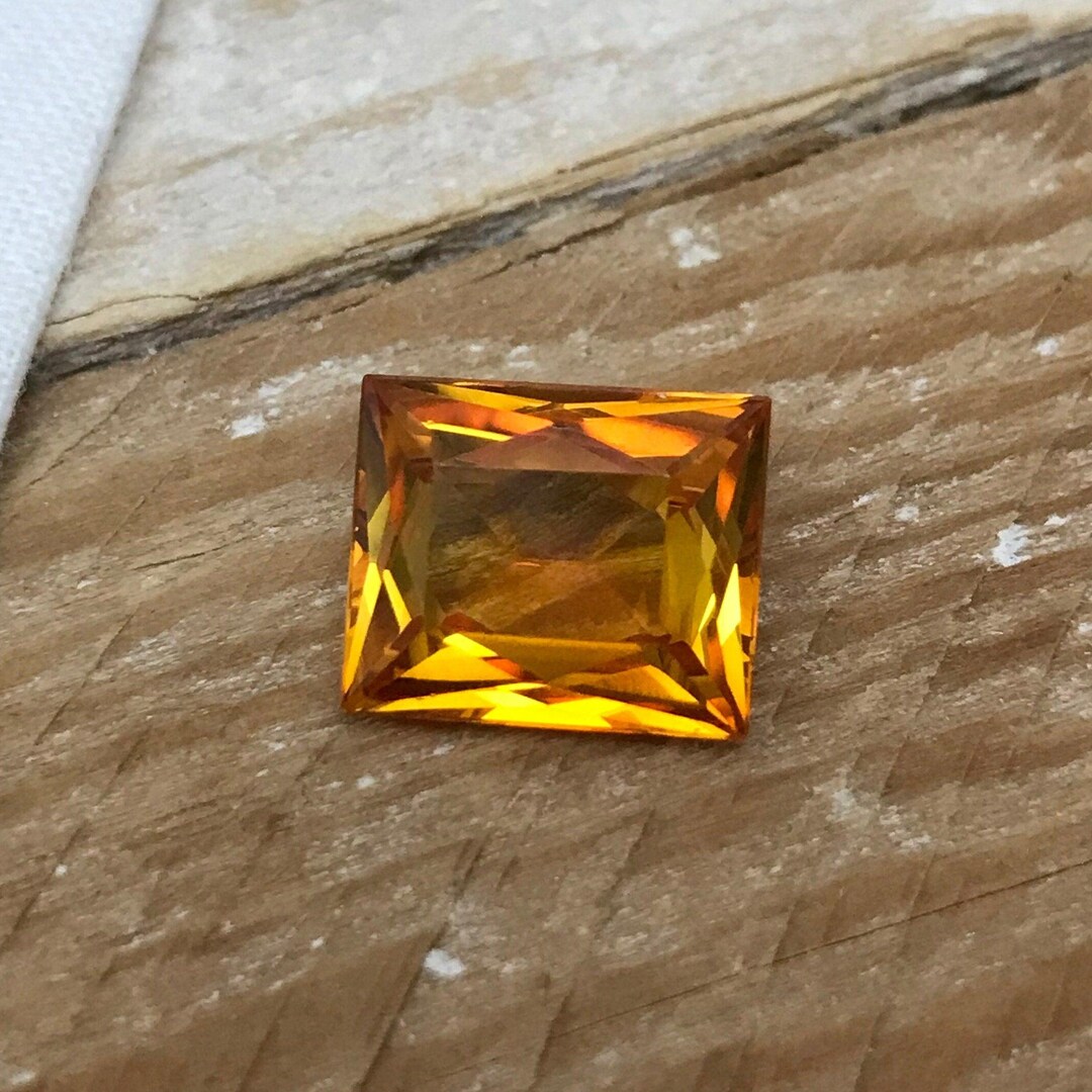 12x10mm Orange Lab Sapphire Rectangle Cut 7.75 Carat Gem Loose Gemstone ...