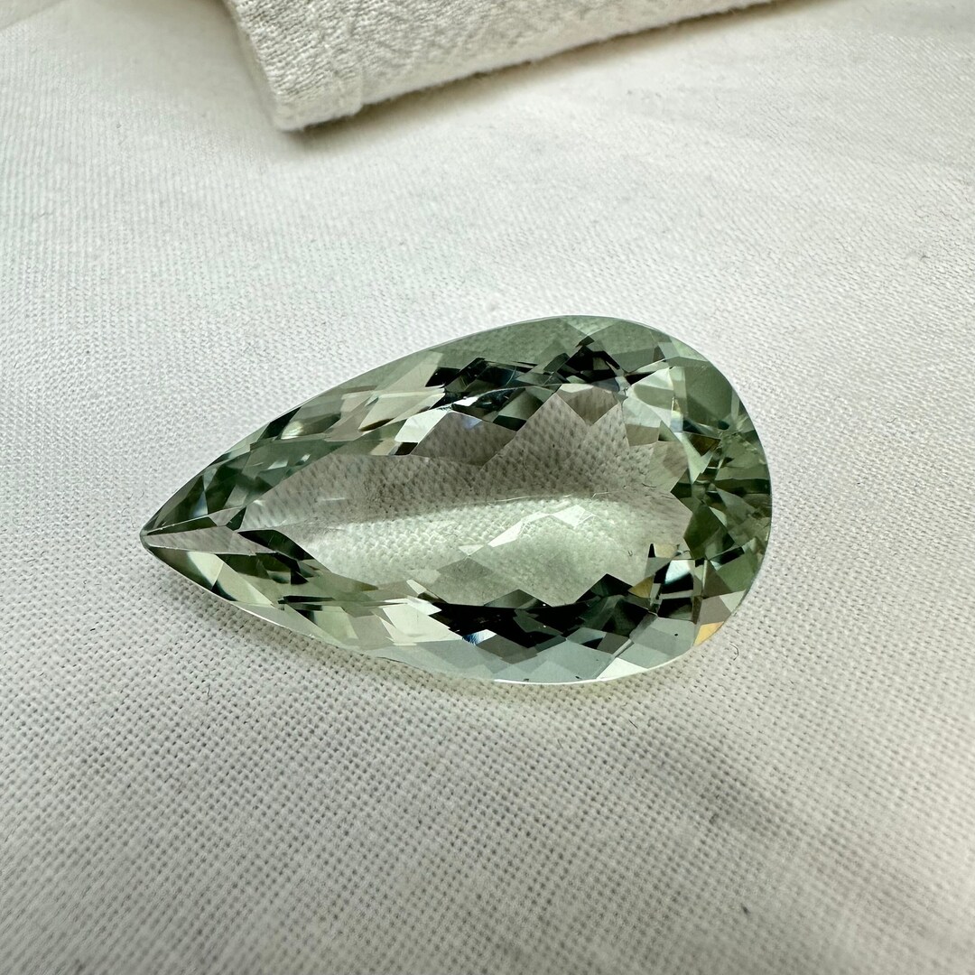 32 Carat Prasiolite 31.5x18mm Pear Cut, Faceted Loose Green Quartz - Etsy