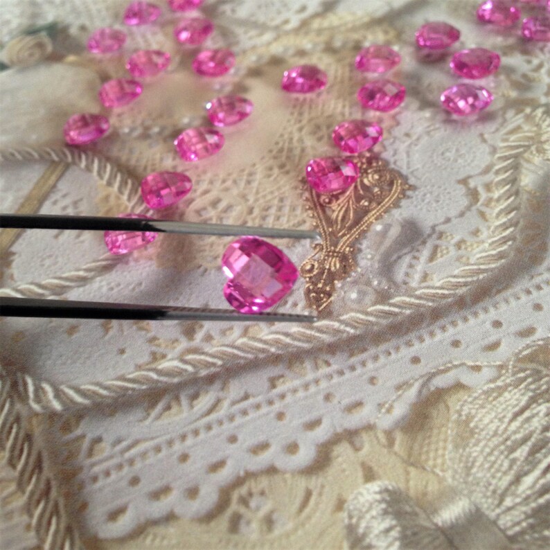 8x8mm 2.4 Cts Synthetic Pink Sapphire Double Rose Cut Heart Gemstones ...