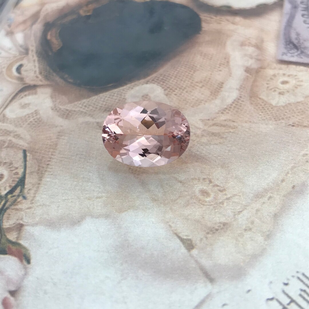 8.40 Carat Peach Pink Morganite 16x12mm Oval Cut Loose Gem Unmounted ...