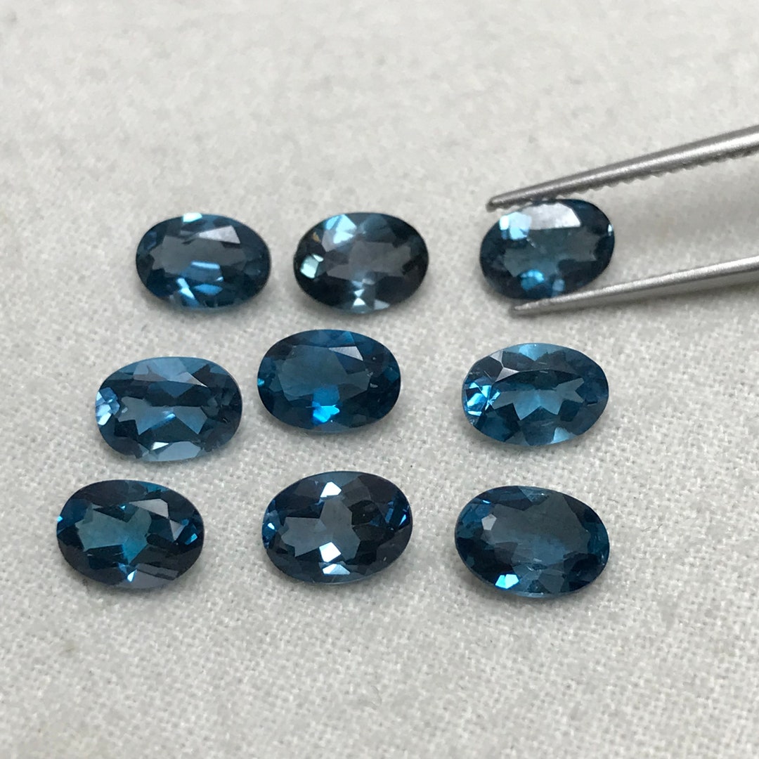 ONE- 7x5mm London Blue Topaz Oval Cut, Faceted Loose Unmounted Gemstone ...