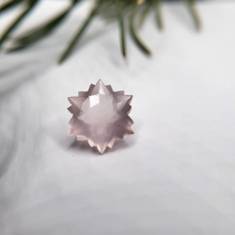Snowflake Cut Rose Quartz 4 Carat Fancy Cut, 11.5mm Loose Faceted Gem ...