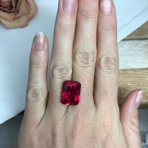 14 Carat Lab Ruby 16x12mm Rectangle Cut, Lab Created Faceted Loose Red ...