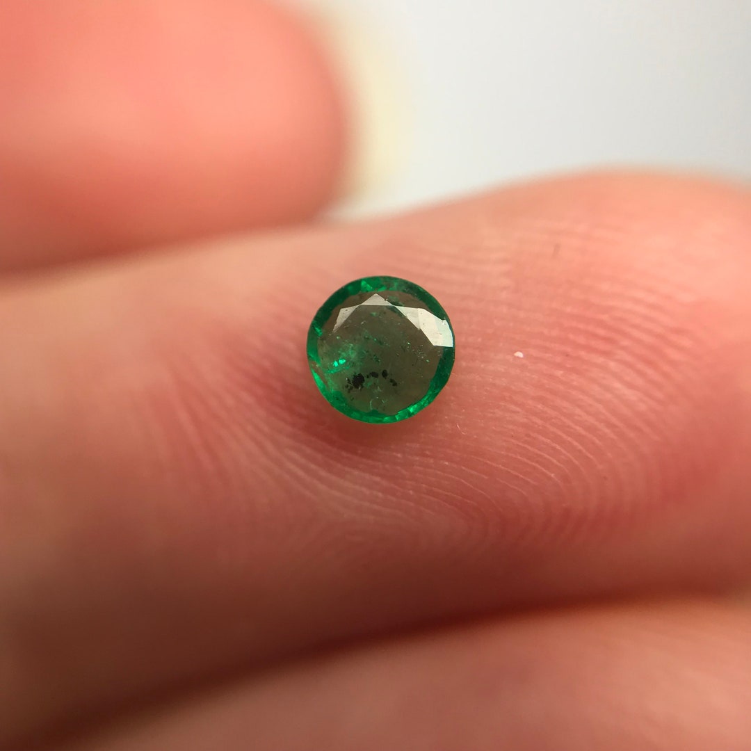 4mm Round Emerald 0.20 Carats Flat Cut Loose Gem Faceted Gemstone ...