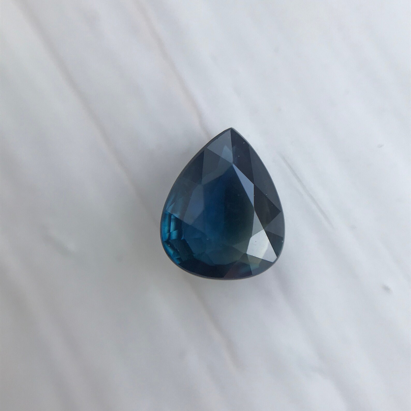 Natural Dark Teal Blue Sapphire 5.8x4.8mm 0.63 Carat Pear | Etsy