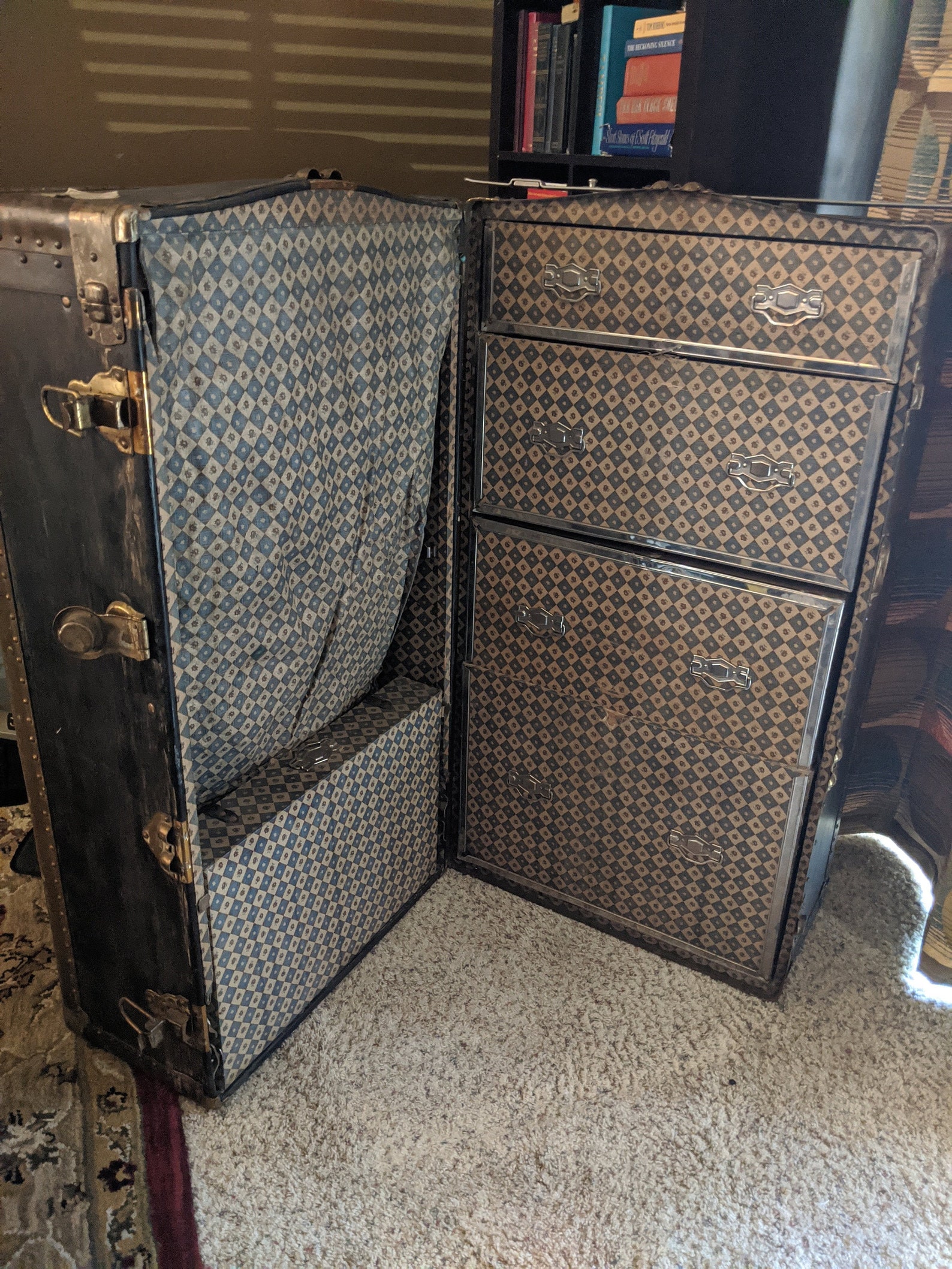 Traveling Steamer Trunk with Drawers & Hangers/ Antique | Etsy