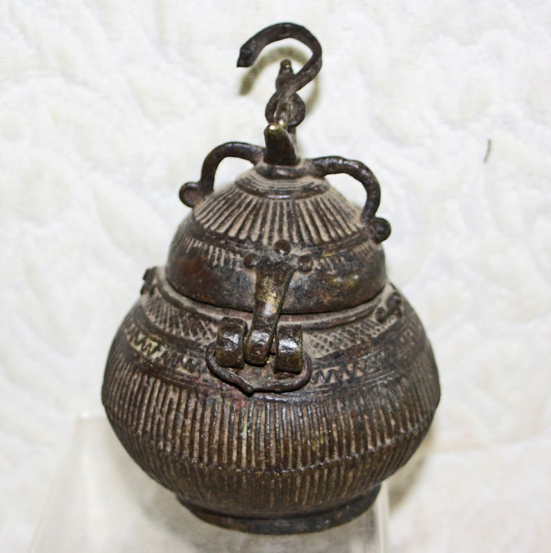 Antique Cast Iron Container From Orissa India - Etsy