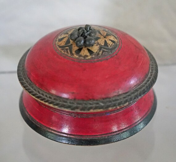 Vintage wooden kum kum powder tika box | Etsy