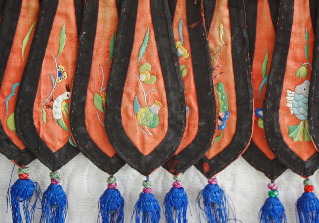 Antique Chinese Embroidered Cloud Collar W/tassels - Etsy