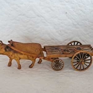 Vintage Mini Japanese Sculpture of Cow Pulling Farm Cart - Etsy