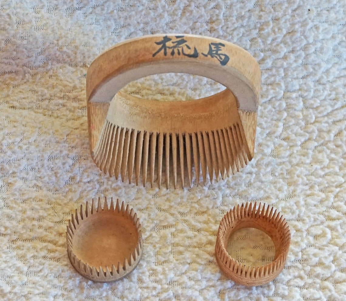 Old Chinese Bamboo Hair Combs With Chinese Writing | Etsy