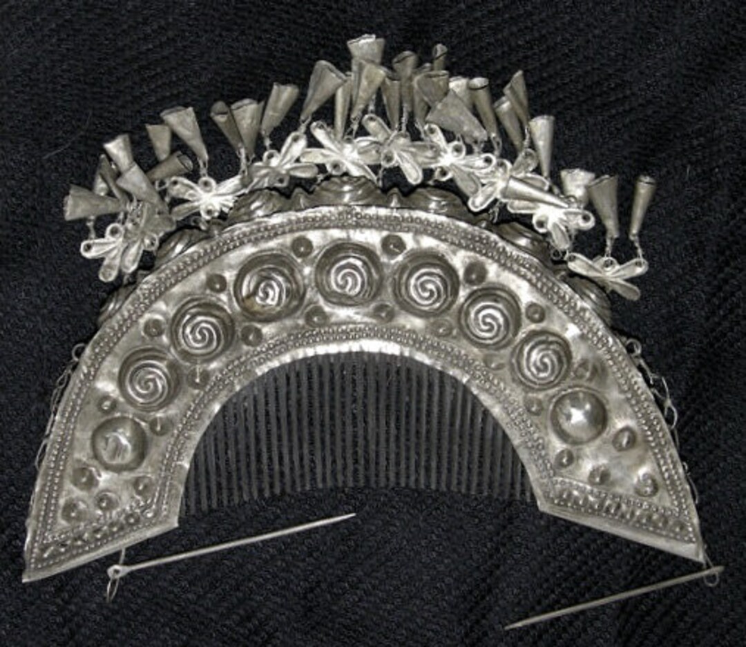 Antique Chinese Ethnic Minority Miao Silver Hair Comb, Ornament,jewelry ...