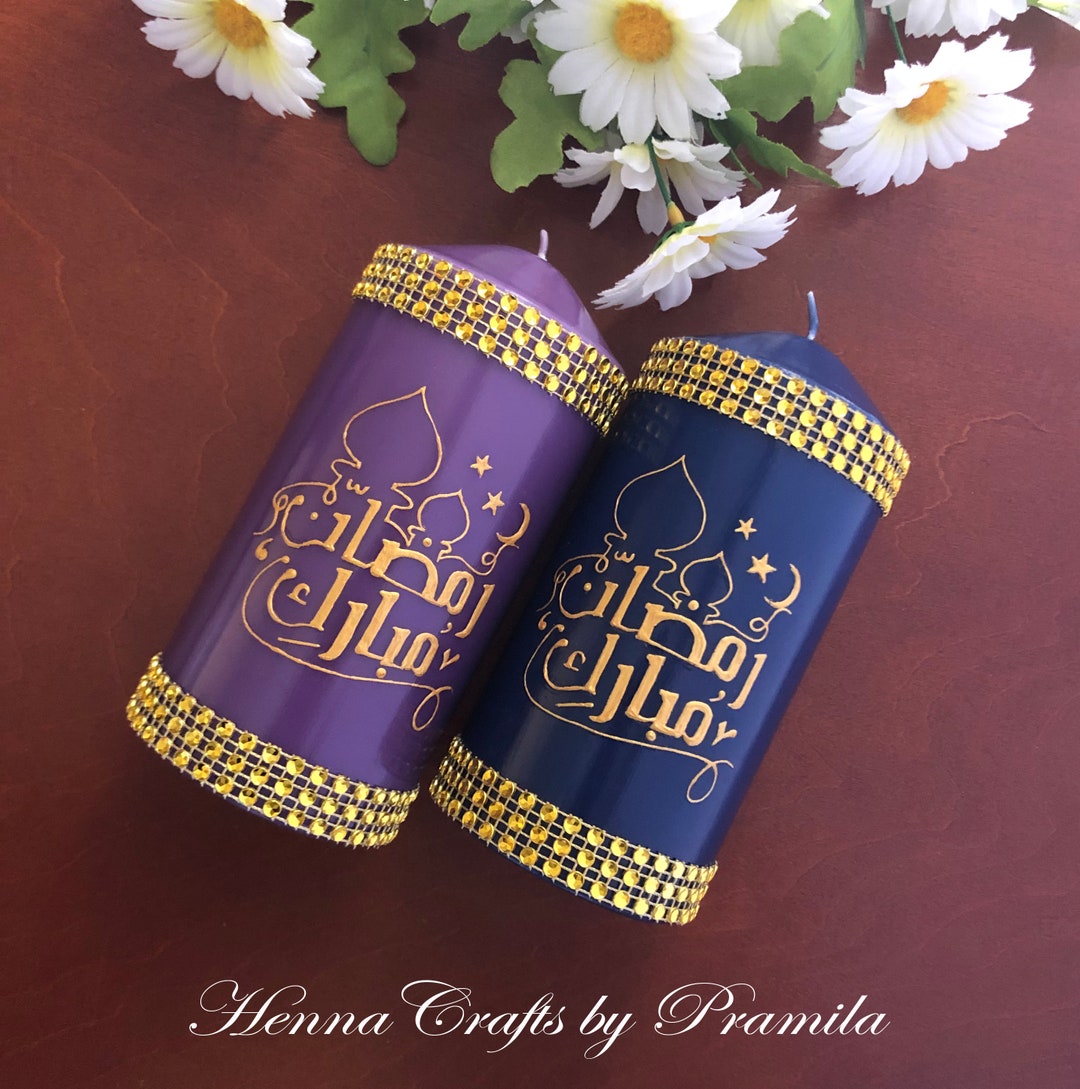 Set of 2 Arabic Ramadan Mubarak Candles, Ramadan Decoration, Arabic ...
