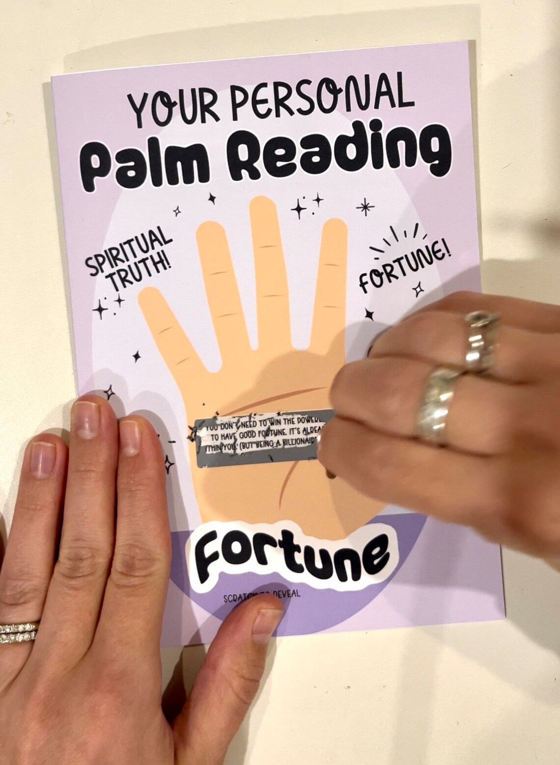 Palm Reading Fortune Scratch off Card | Custom Message Card | Reveal ...