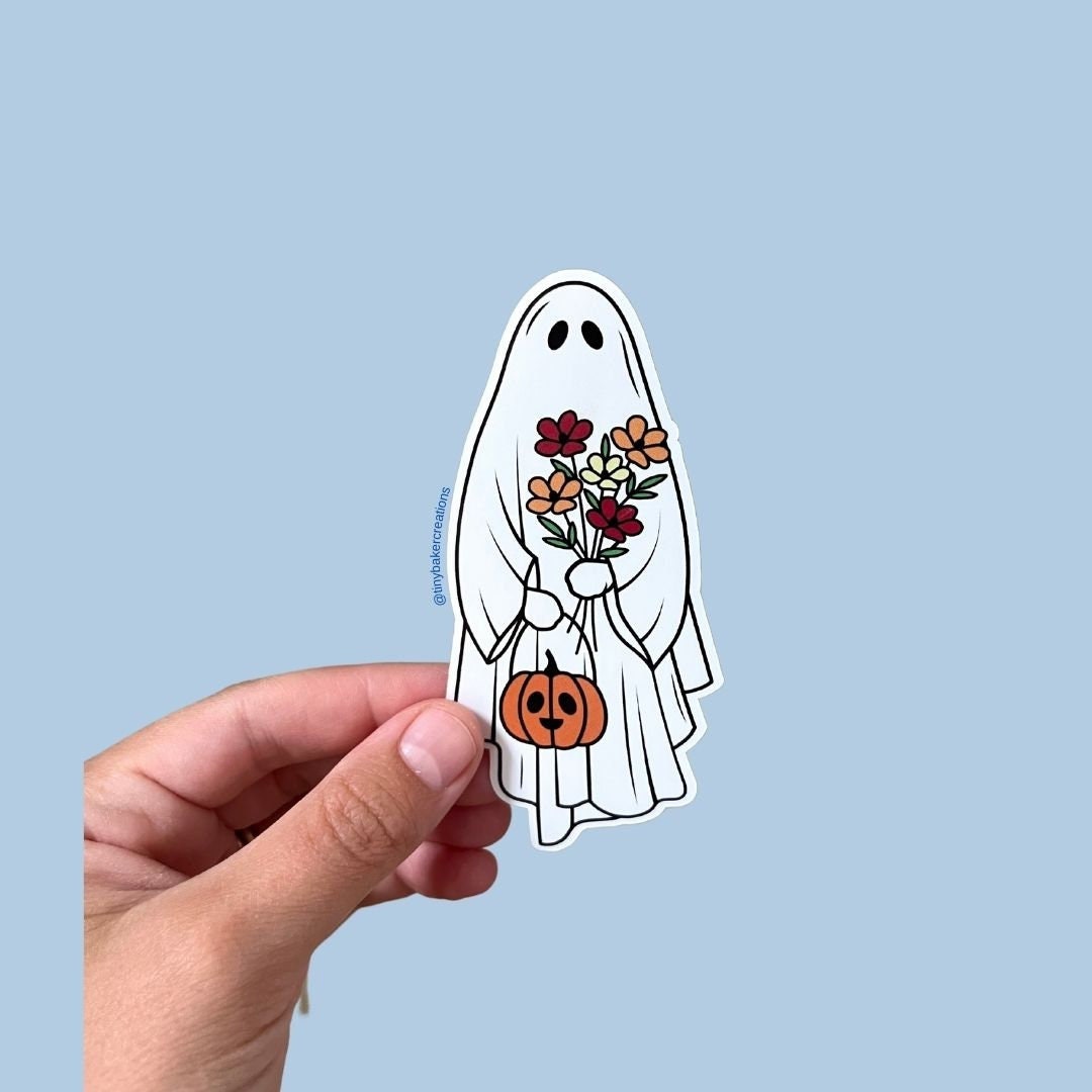 Cute Ghost Halloween Sticker Cute Ghost Magnet Ghost With - Etsy