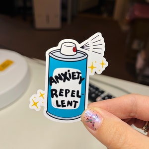 Anxiety Repellent Spray Vinyl Sticker Water Bottle, Laptop, Car Mental ...