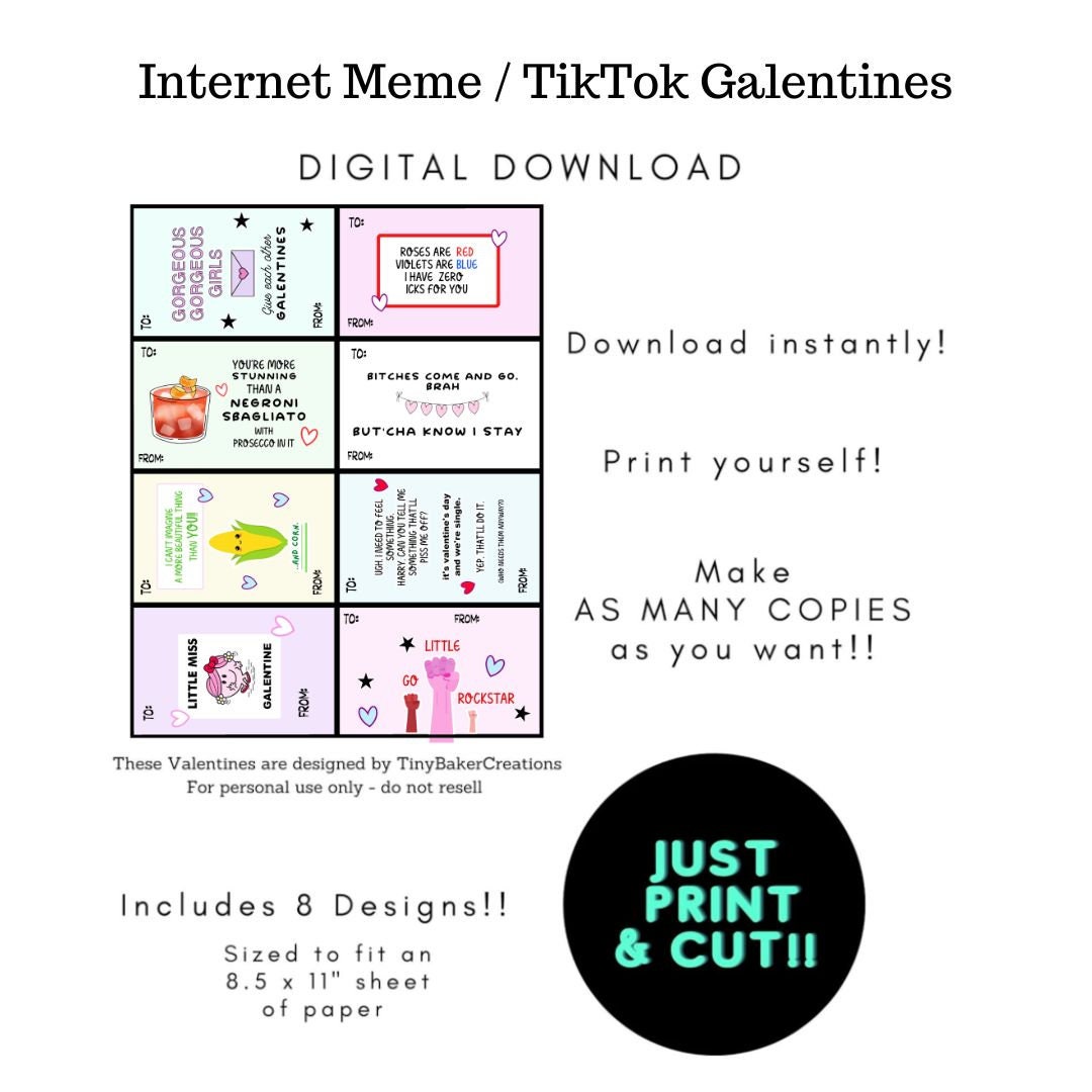 DIGITAL DOWNLOAD Internet Meme Mini Valentines | Valentine’s Day ...