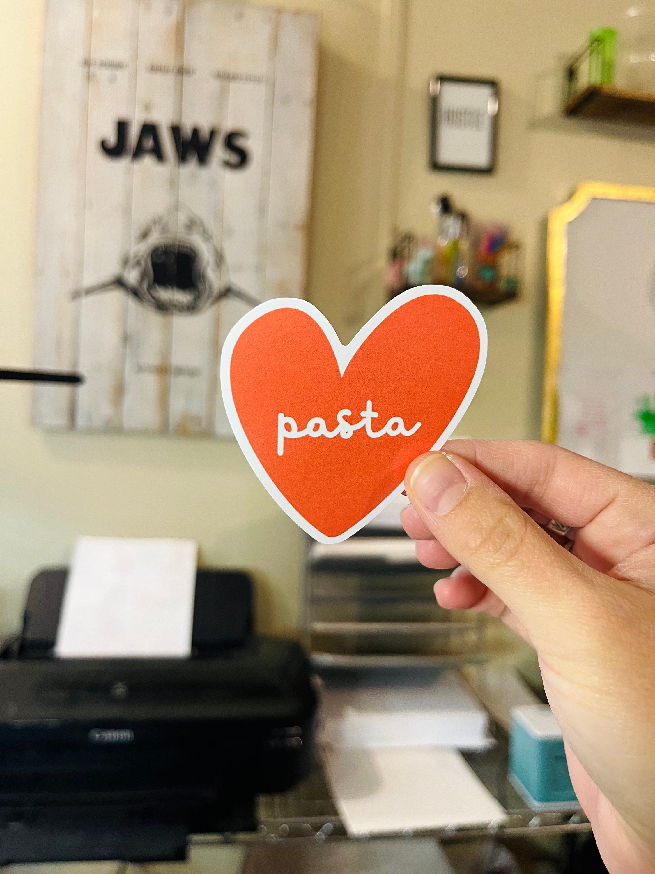 I Heart Pasta Vinyl Sticker / Magnet | Water Bottle, Laptop | Funny ...