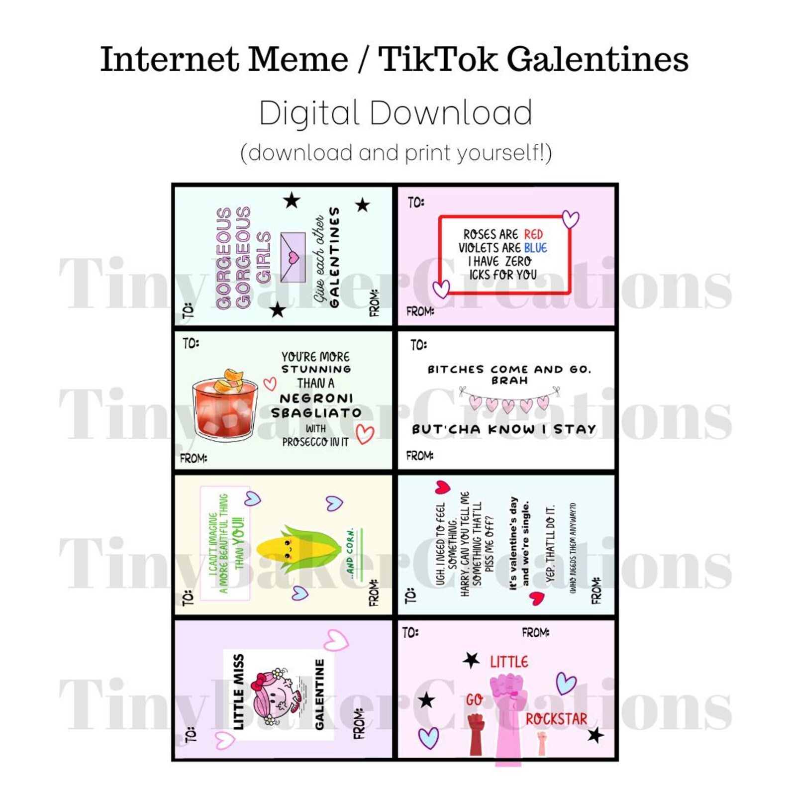DIGITAL DOWNLOAD Internet Meme Mini Valentines | Valentine’s Day ...