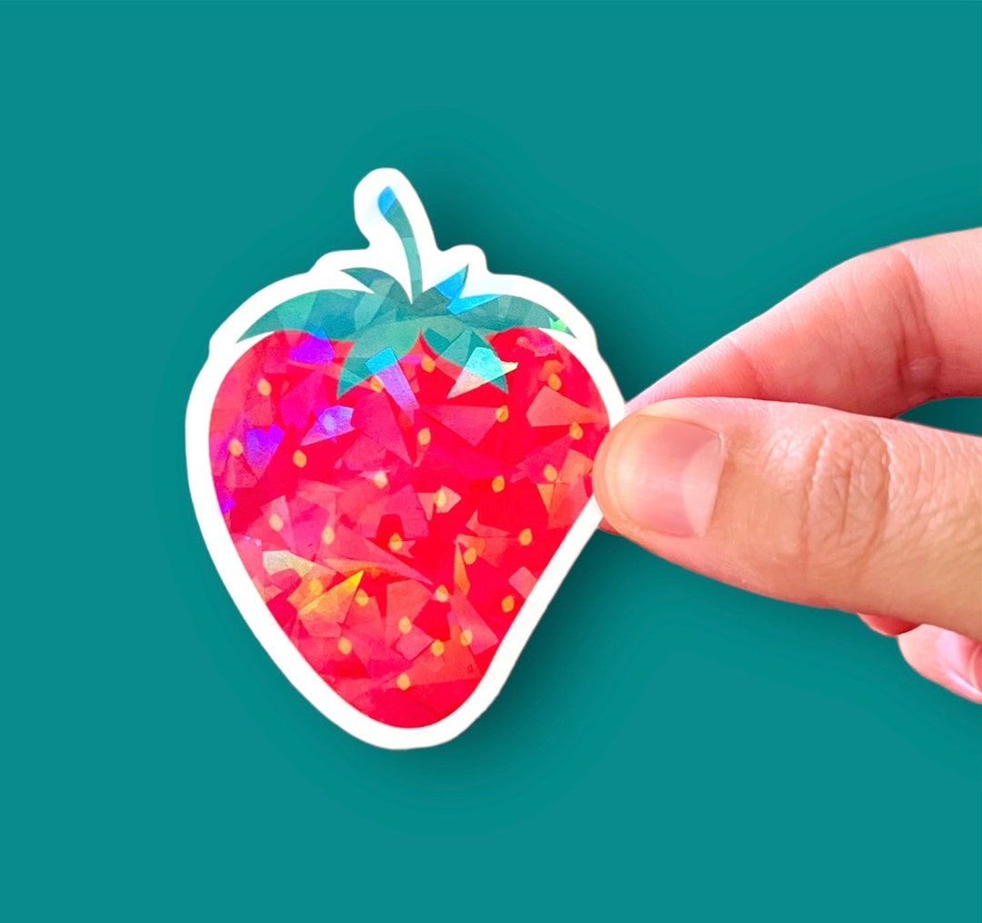 Holographic Strawberry Vinyl Sticker | Cute Berry | Fruit Sticker ...
