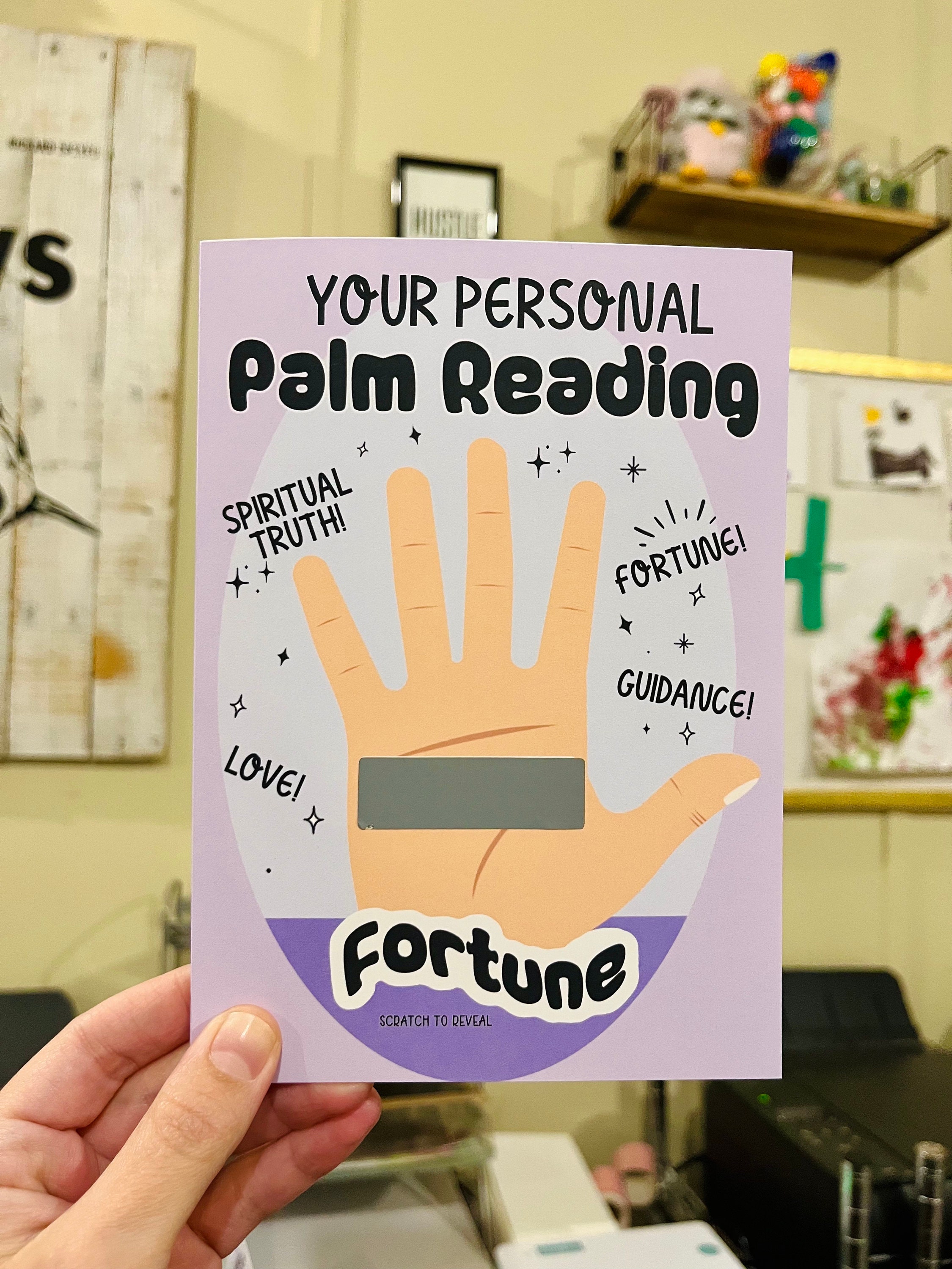 Palm Reading Fortune Scratch off Card | Custom Message Card | Reveal ...