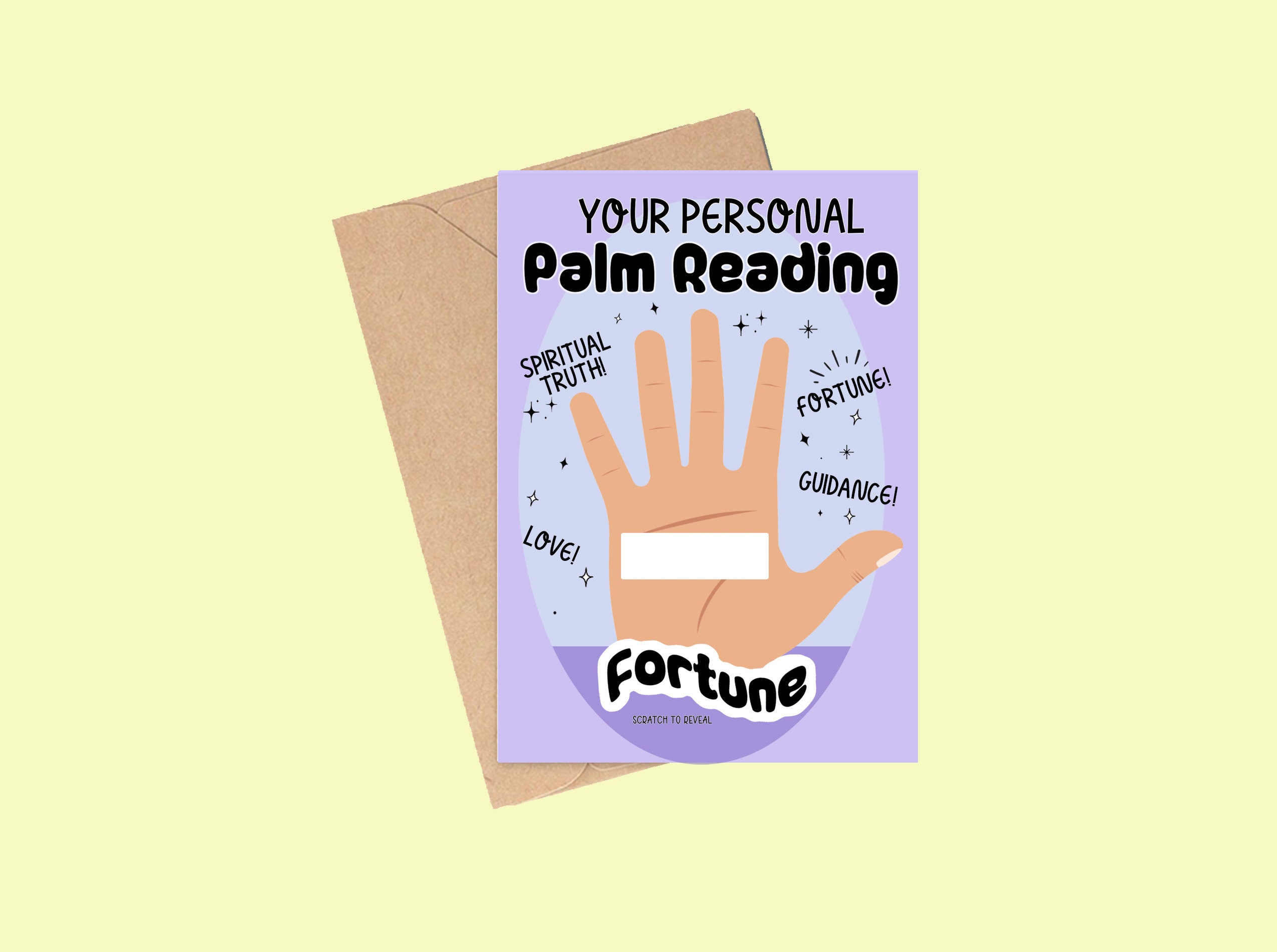 Palm Reading Fortune Scratch off Card | Custom Message Card | Reveal ...