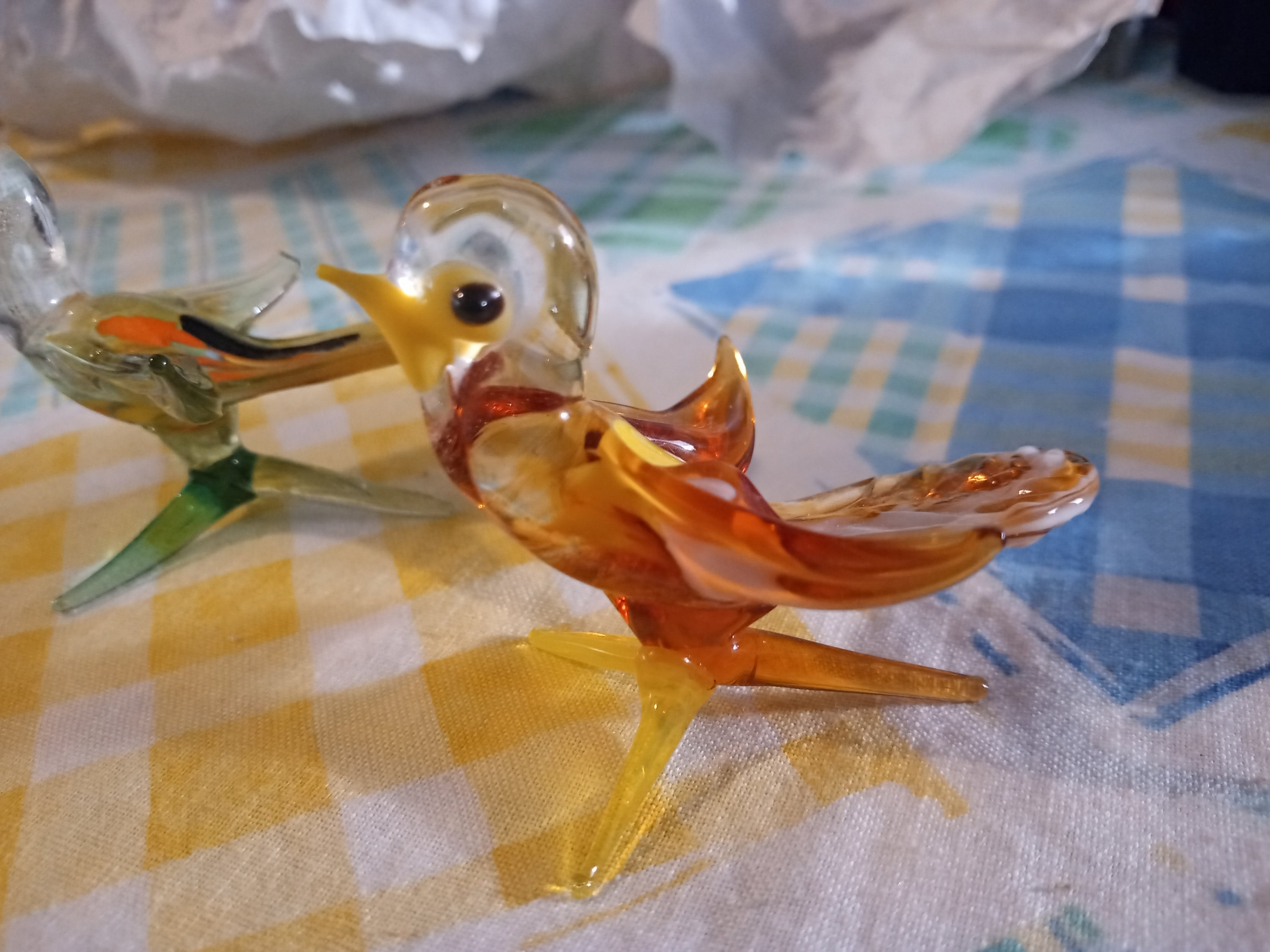 Vintage Hand Blown Glass Bird Figurines Etsy