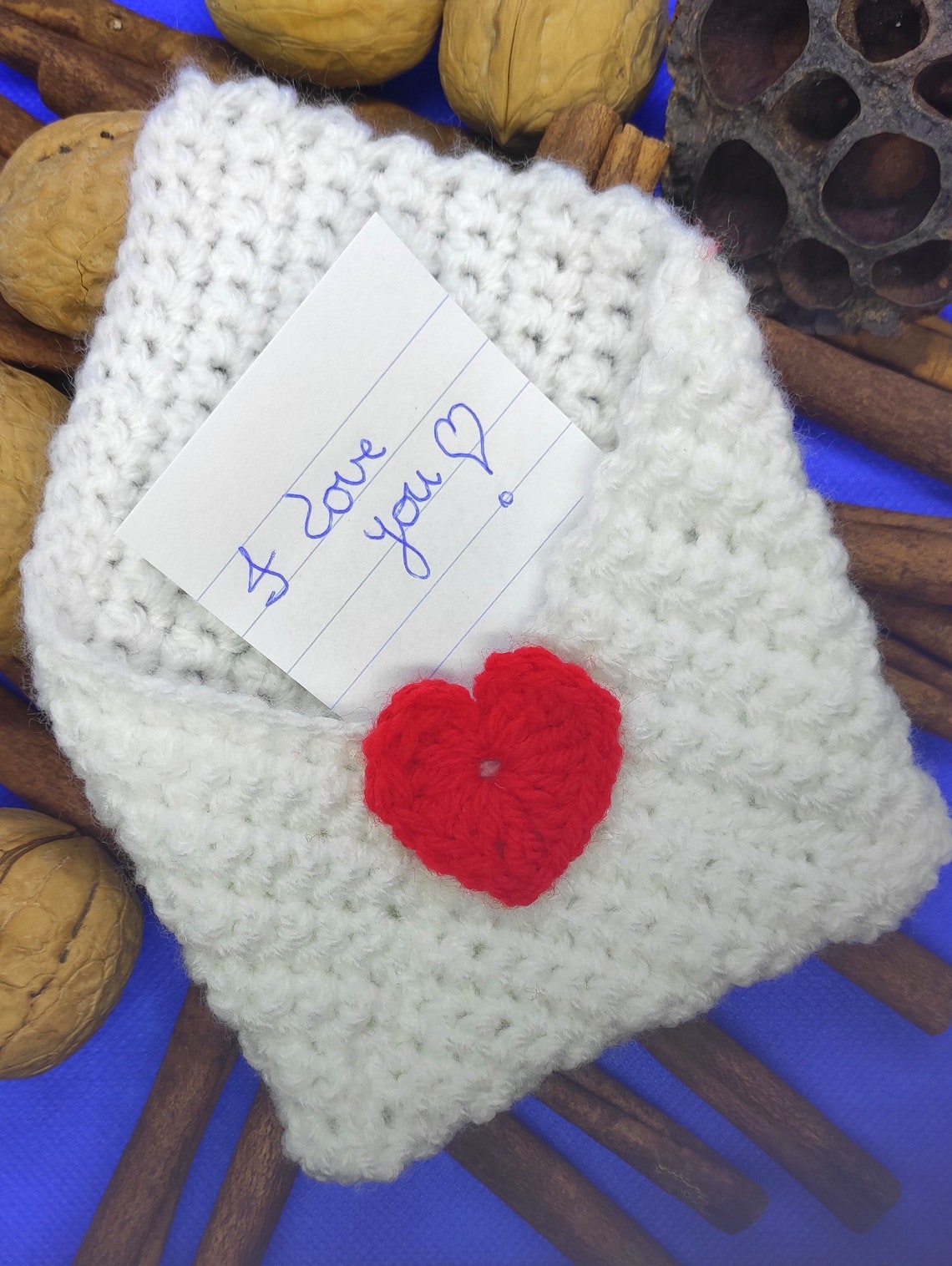 Crochet Envelope Crochet Mail Knitted Gift Bag I love you | Etsy