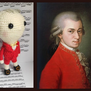 Crochet Mozart, Musical Gift Knitted Doll, Musical Decoration, Musical ...