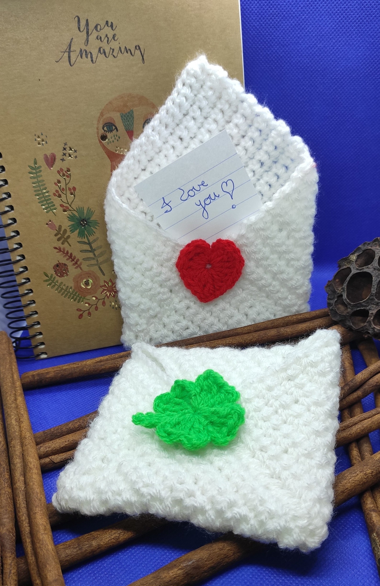 Crochet Envelope Crochet Mail Knitted Gift Bag I love you | Etsy