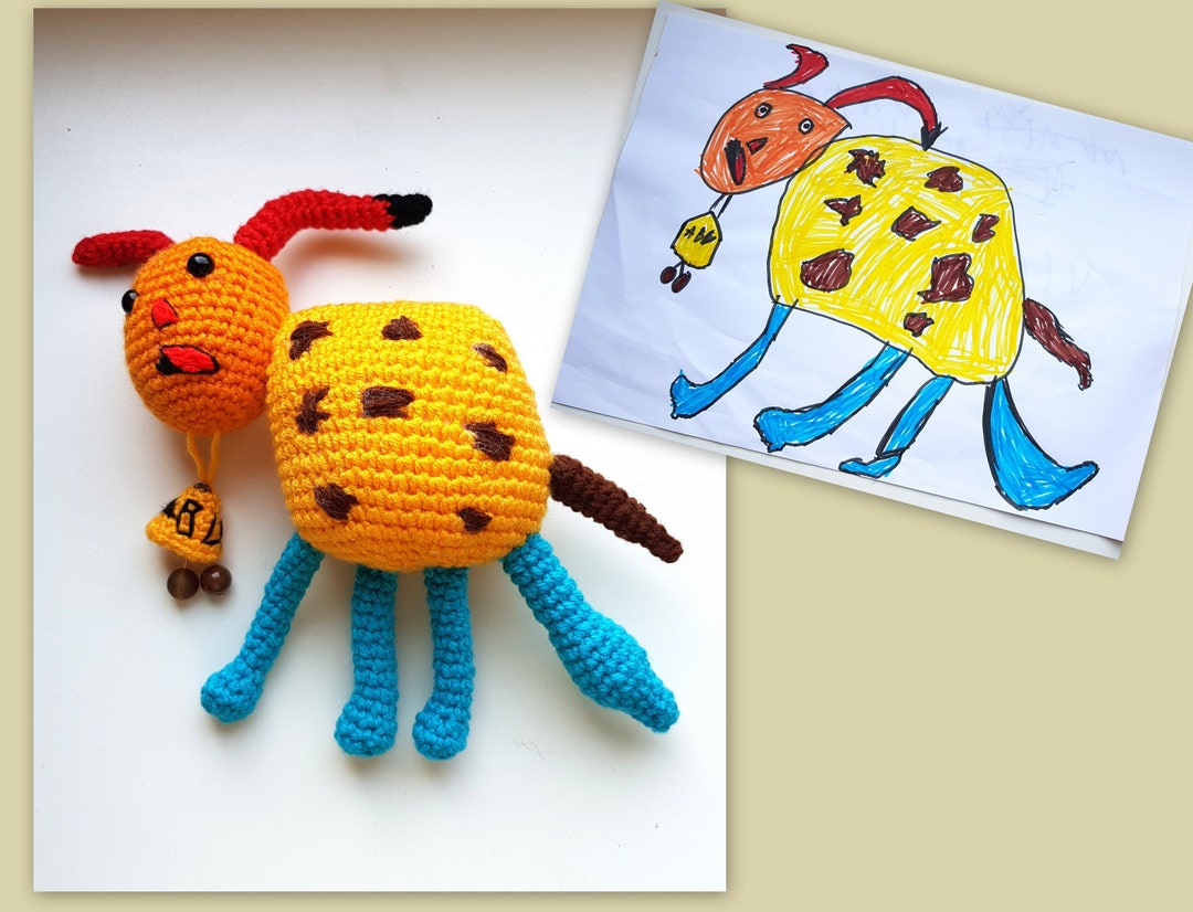 Toy From Kids Drawing Original Gift Crocheted and Stuffed Toy Made to ...