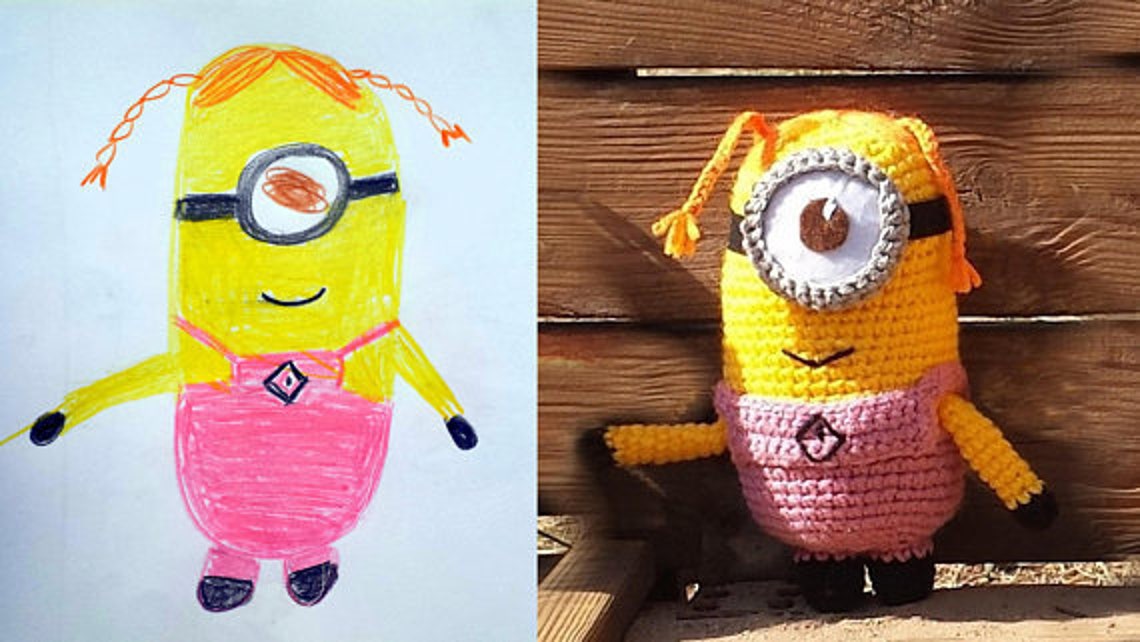 Toy From Kids Drawing Original Gift Crocheted and Stuffed Toy | Etsy