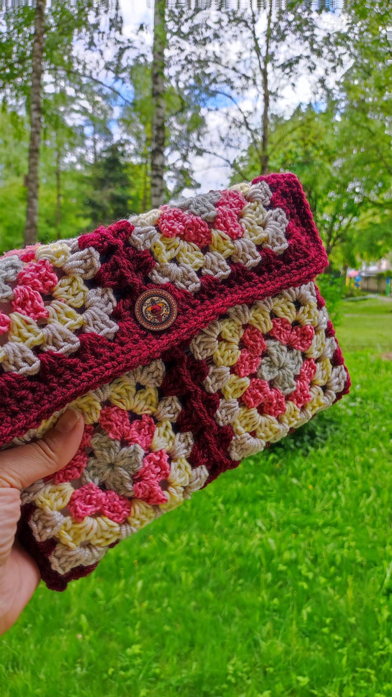 Crochet Granny Square Book Cover: Acrylic Book Sleeve, Kindle/ipad Case ...