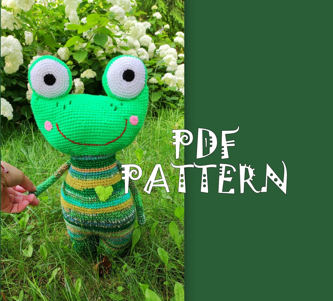 Scrap Yarn Frog, Big Crochet Frog, Frog Pattern, Green Frog, PDF ...