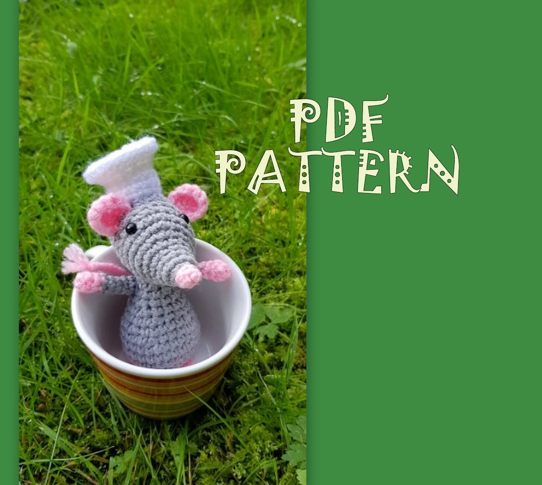 Tiny Mouse Pattern, Crochet Mouse Chef, Rat Cook, PDF Pattern, Digital ...