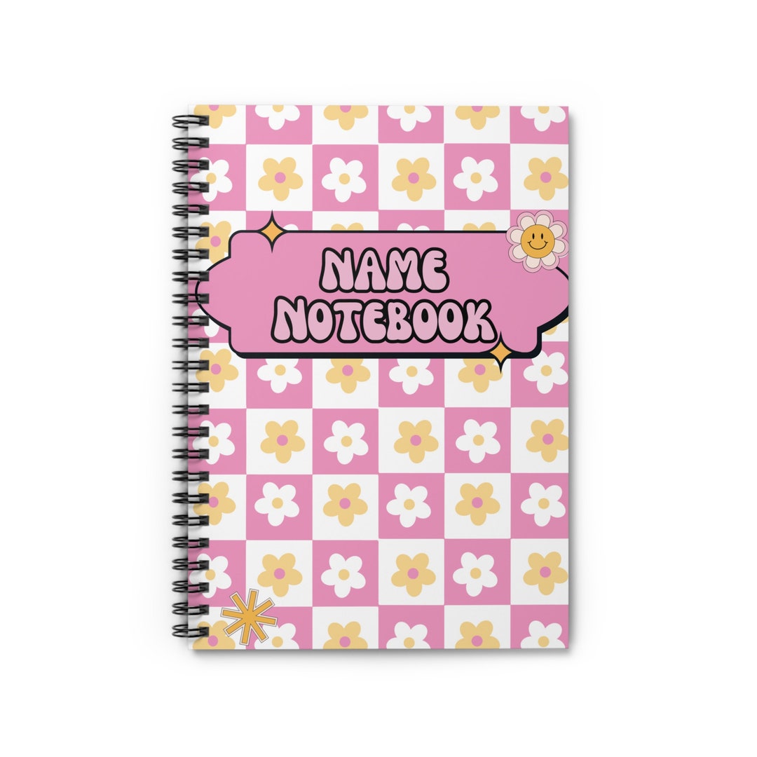 Customizable 90s Flower Happy Face Notebook Back to School or Diary - Etsy