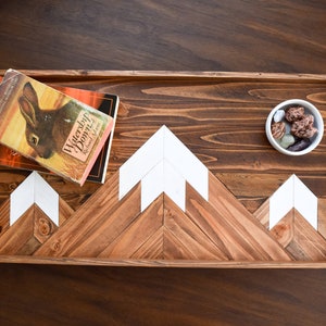 MOUNTAINS Wood Tray With Handles Modern Serving Tray Breakfast Tray ...
