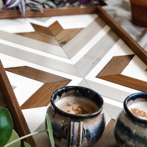 ALPINE GLOW Wood Tray Modern Serving Tray Breakfast Tray - Etsy
